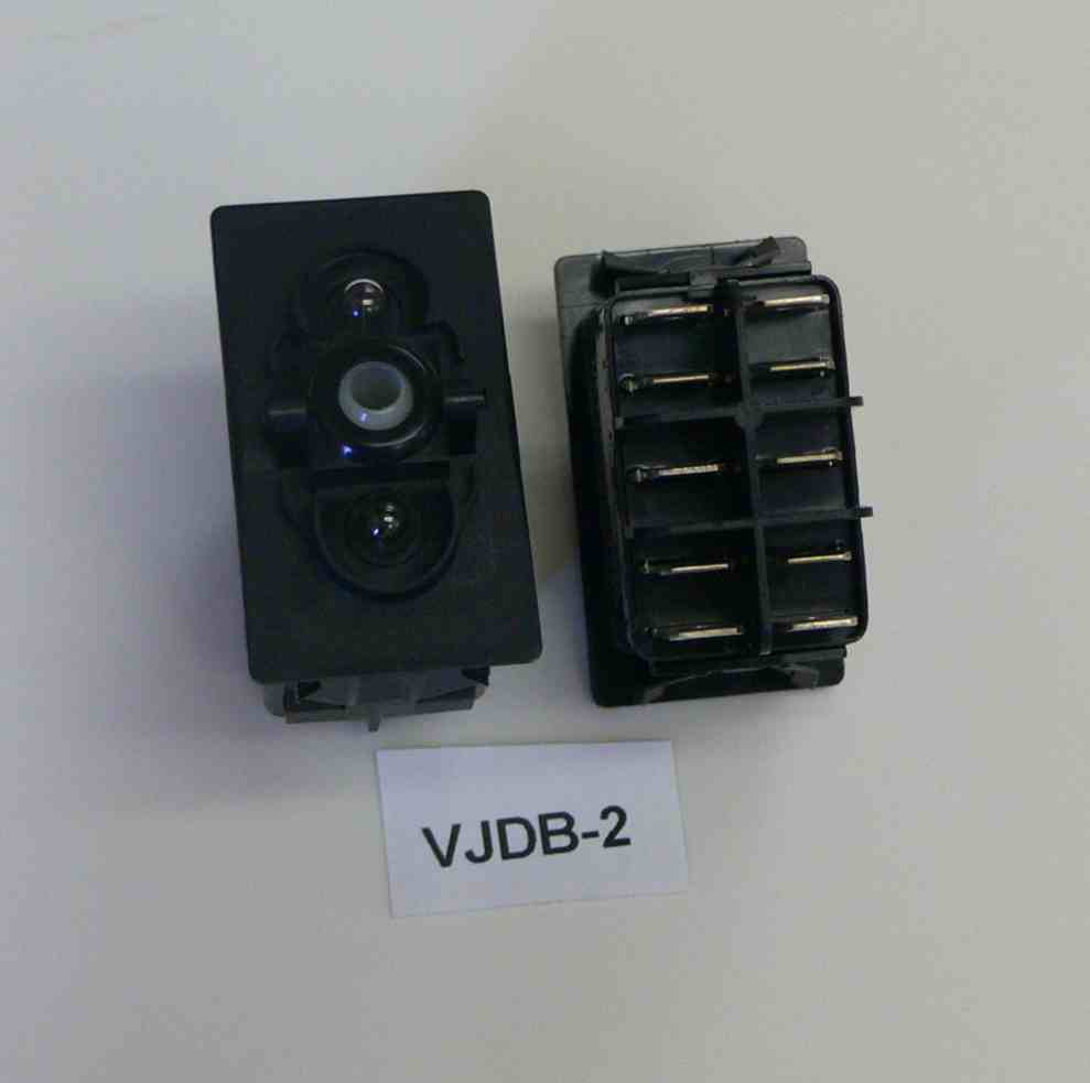 VJDB-2 Carling ON/OFF/ON double pole rocker switch, 2 clear independent ...